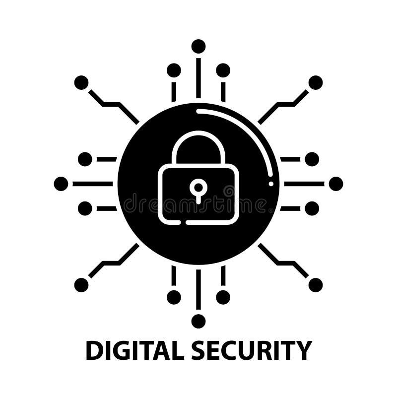 Digital Security Icon, Black Vector Sign with Editable Strokes, Concept ...