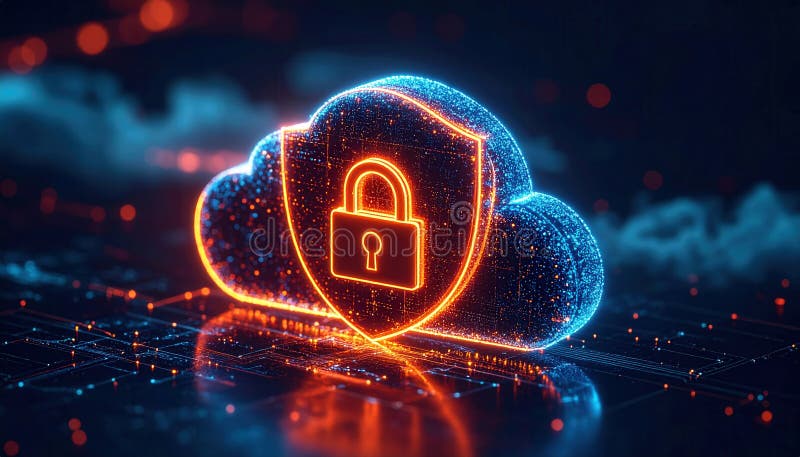 Digital Security Icon Representing Cloud Data Protection with Stock Illustration - Illustration ...