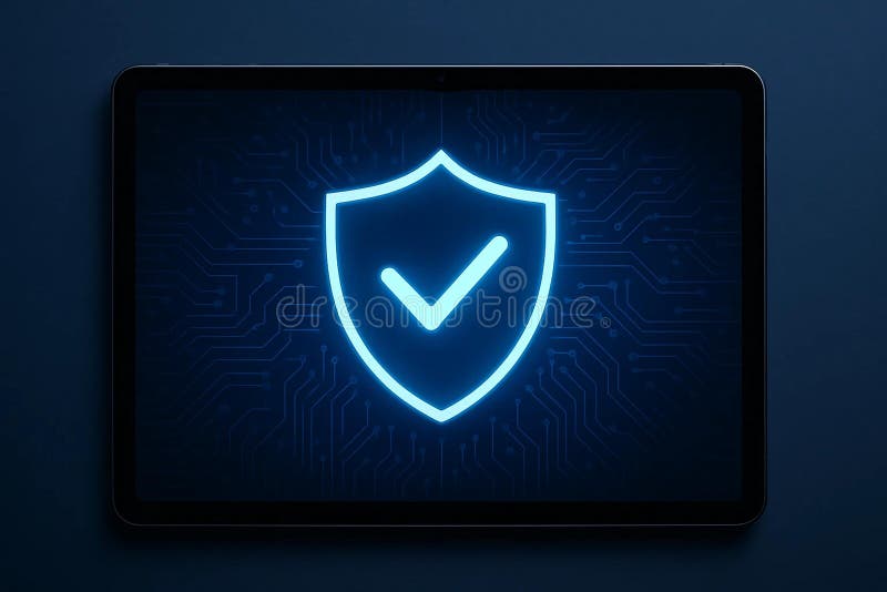 Digital Security Icon on a Tablet Showcasing Data Protection Stock ...