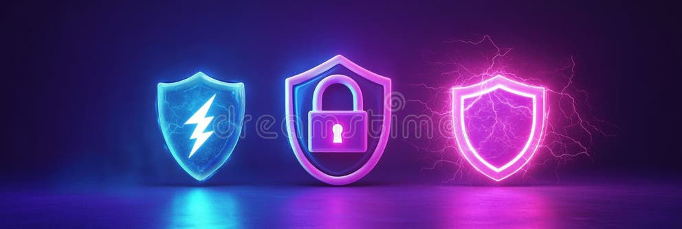 Digital Security Icons Featuring Lightning and Padlock Evoke Sense of ...