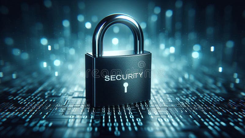 Digital Security Illustration of Padlock with Binary Code Background on ...