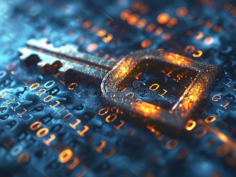 Digital Security Key and Binary Code Concept Stock Illustration ...