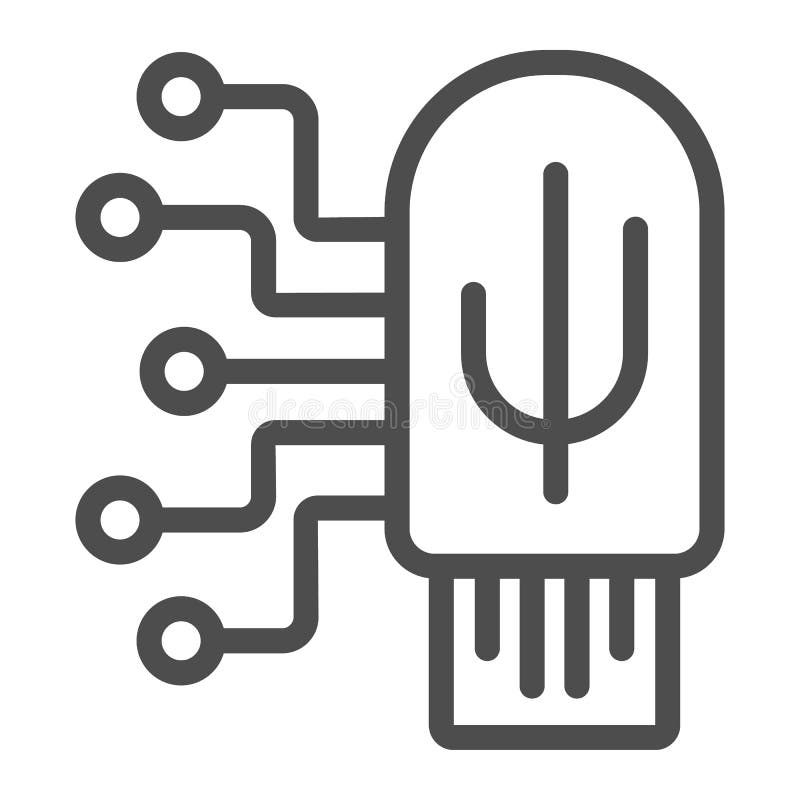 Digital Security Key on a USB Flash Drive Line Icon, Web Security ...