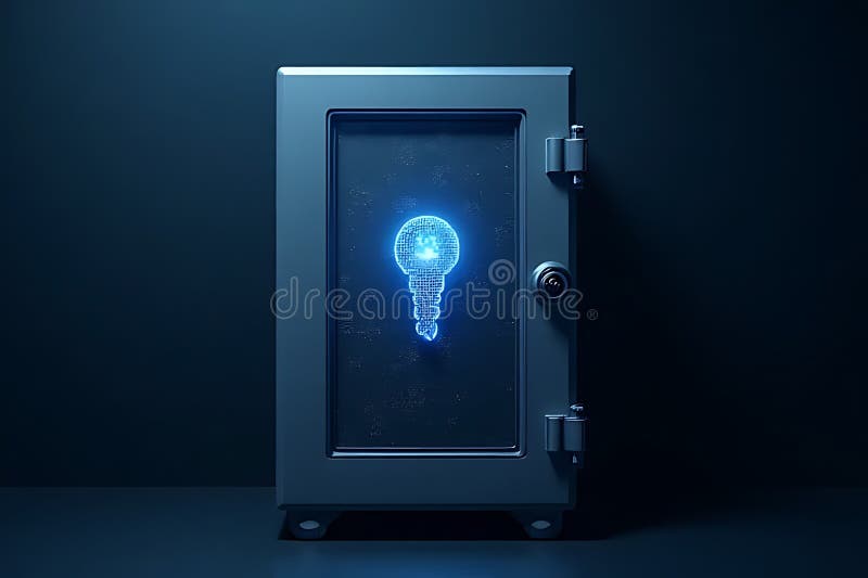 Digital Security Key Visualized in High-tech Safe Futuristic ...