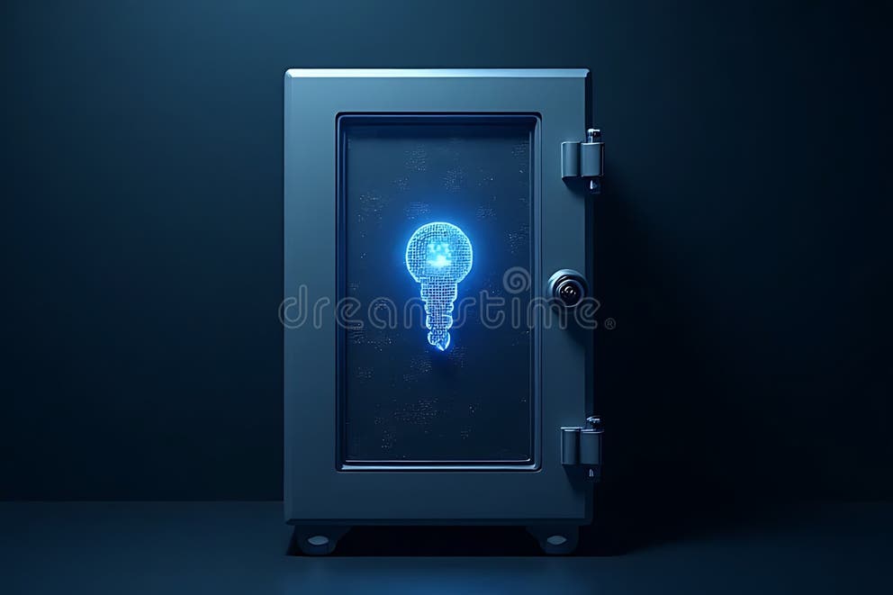 Digital Security Key Visualized in High-tech Safe Futuristic ...