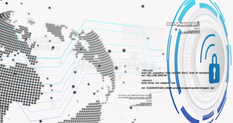 Digital Security Lock Animation Over World Map with Data Lines and Coding Stock Video - Video of ...