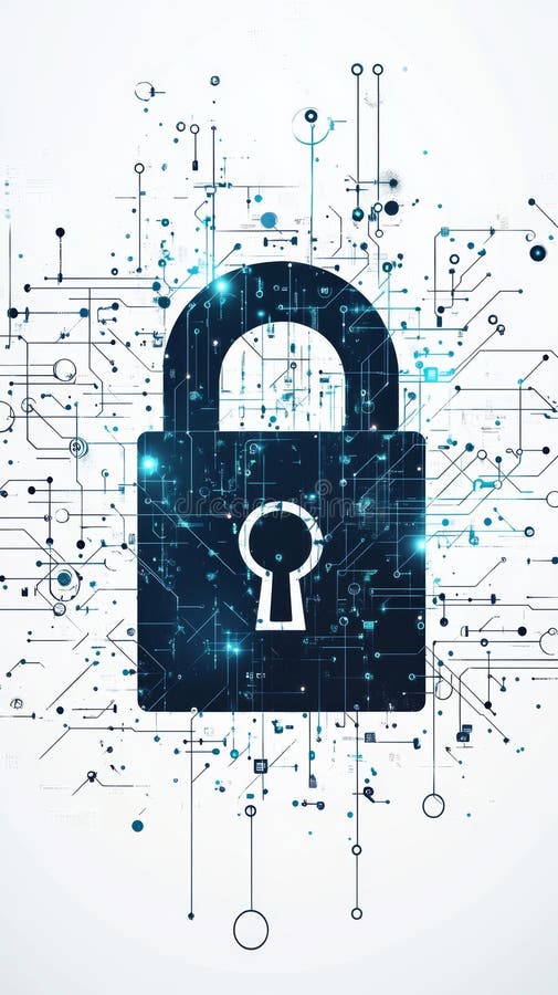 Digital Security Lock Concept with Circuit Lines and Data Connections ...