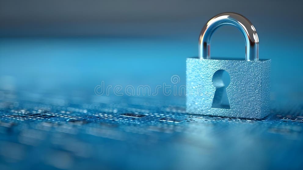 Digital Security Lock: Cyber Privacy Concept on Blue. Concept Digital ...