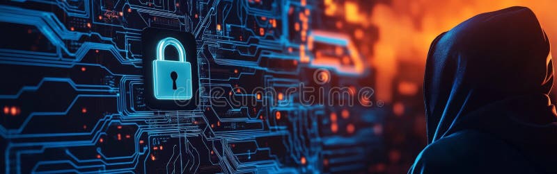 AI-Powered Security Lock in Digital Network Stock Illustration ...