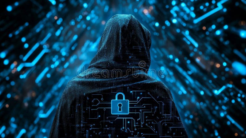 AI-Powered Security Lock in Digital Network Stock Illustration ...