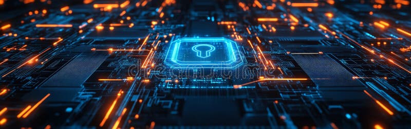 AI-Powered Security Lock in Digital Network Stock Illustration ...