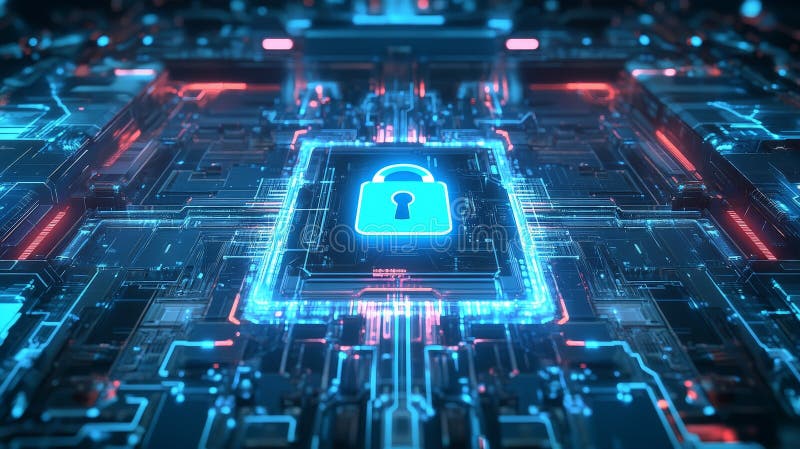 AI-Powered Security Lock in Digital Network Stock Illustration ...