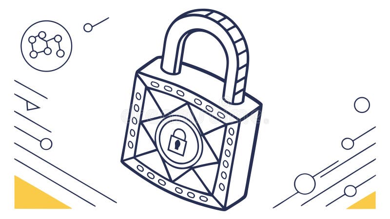 Digital Security Lock Icon with Connected Nodes, Vector Design ...