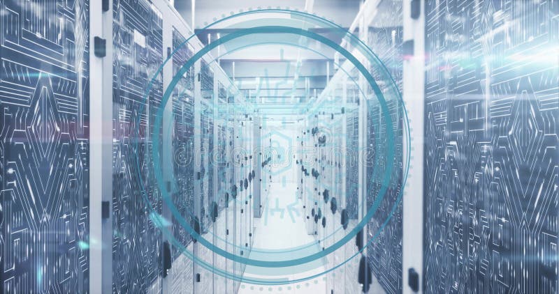 Digital Security Lock Image Over Data Servers in Technology Center ...