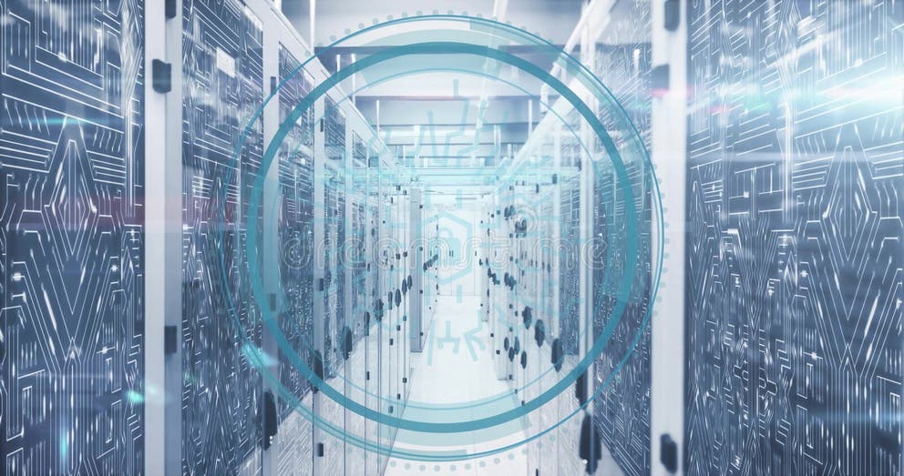Digital Security Lock Image Over Data Servers in Technology Center ...