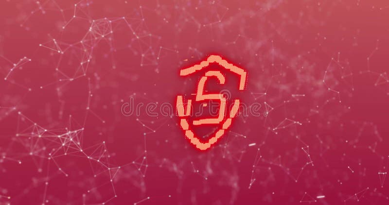 Digital Security Lock Image Over Red Background with Connecting Network ...