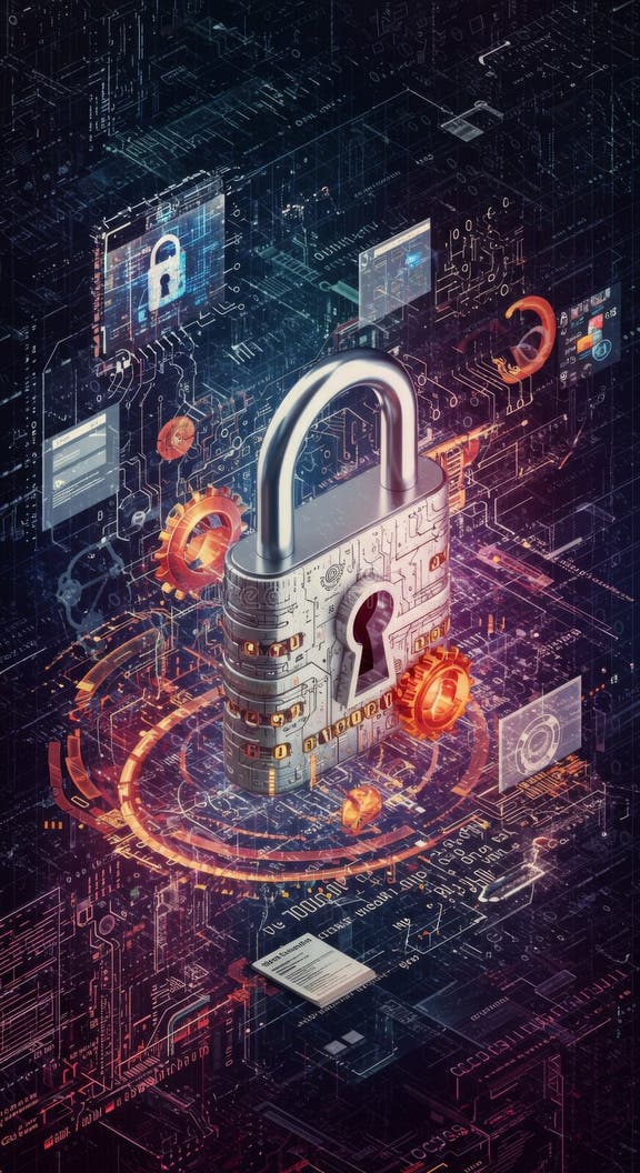 Digital Security Lock Isometric Illustration Stock Illustration ...