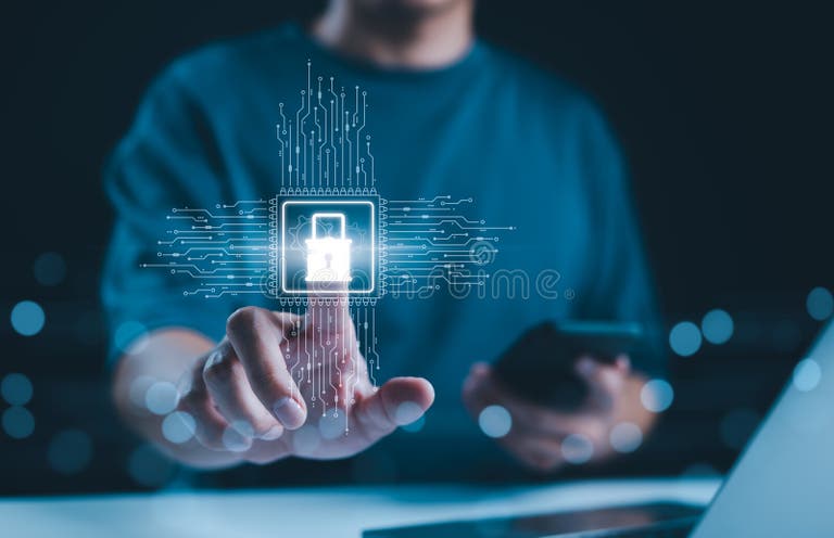 Digital Security Lock. a Person Interact with Digital Security Lock ...