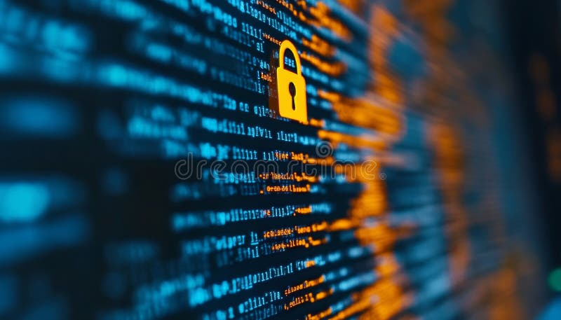 Digital Security Lock on Programming Code, Abstract Technology Background, Cybersecurity Concept ...