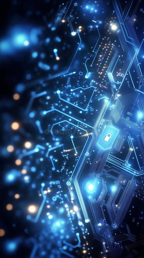 Digital Security Lock Symbol Glowing in a Futuristic Technology ...