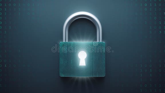 Digital Security Lock Symbol Overlaying Binary Code Background Stock ...