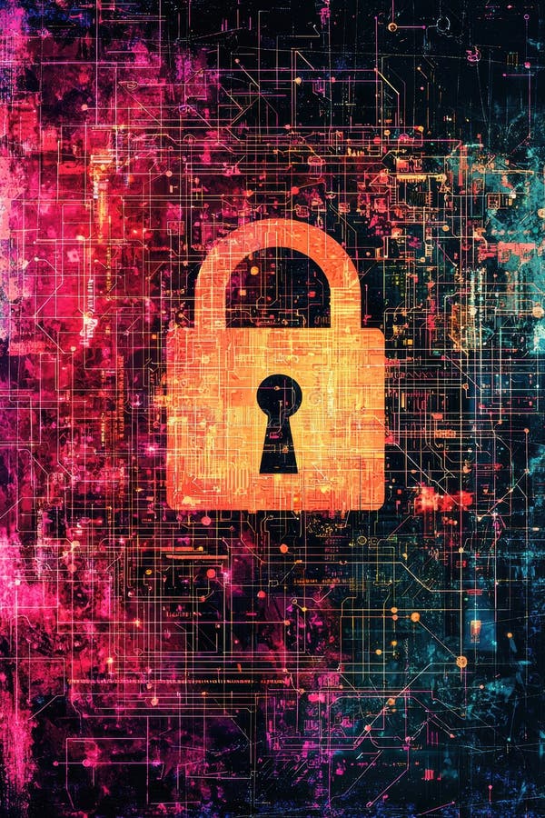 Digital Security Lock Symbolizing Internet Privacy in a Vibrant ...