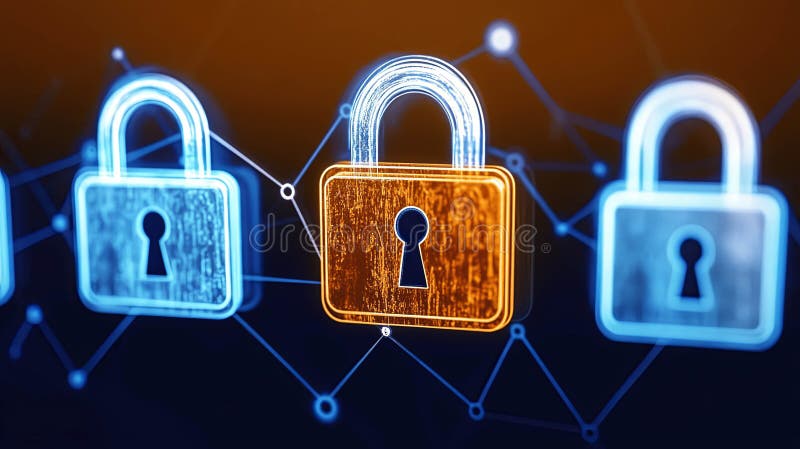 Digital Security Locks with Glowing Effects Representing Data ...