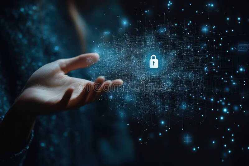 Digital Security Measures Virtual Space Graphic Illustration Cyber ...