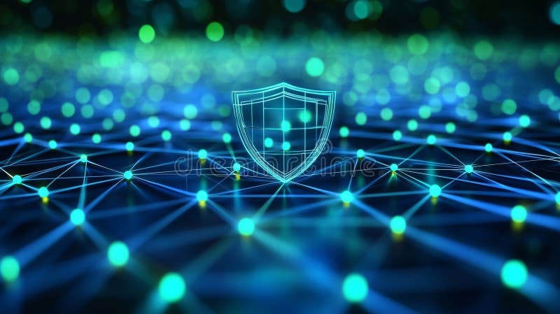 Digital Security Network Glowing Points Shield Symbol Stock Photos ...