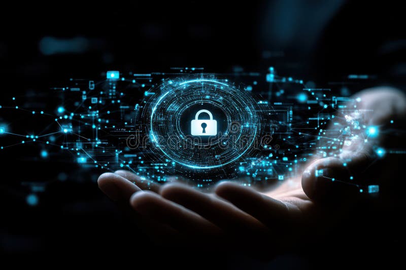 Digital Security Network Protection in Hands, Background Stock ...