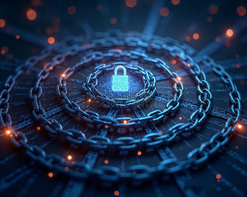 Digital Security Network stock illustration. Illustration of lock ...