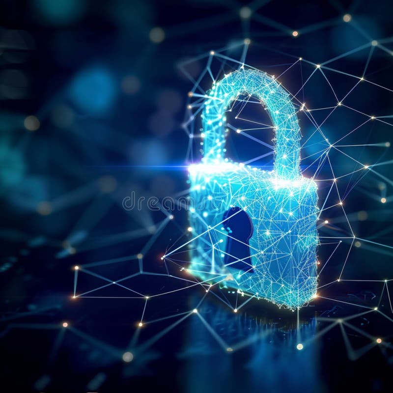 Digital Security Padlock Symbolizing Protection on a Network Backdrop ...