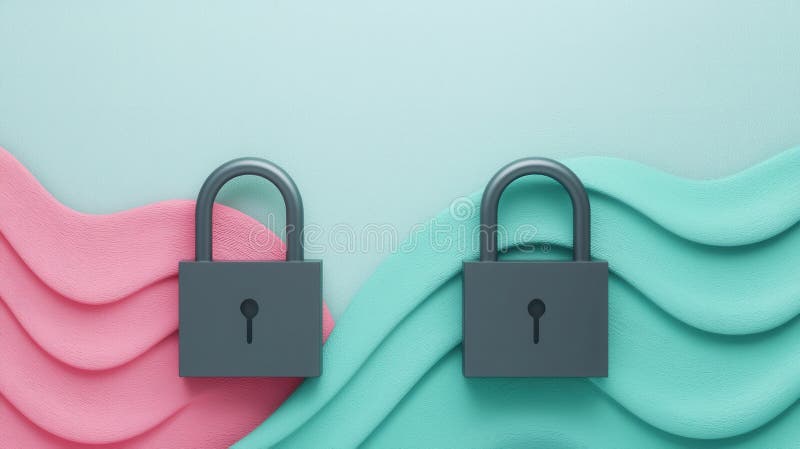 Digital Security Padlocks on Abstract Wave Background Stock ...