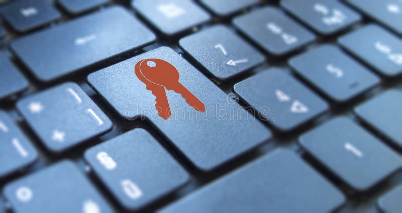 Keyboard with security key stock image. Image of locked - 2360399
