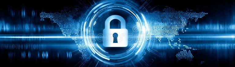 Digital Security, Robust Lock with Binary Code on Dark Background Symbolizing Data Protection ...