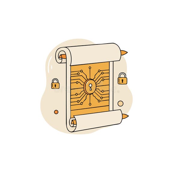 Digital Security Scroll with Keyhole and Padlocks Technology Concept ...
