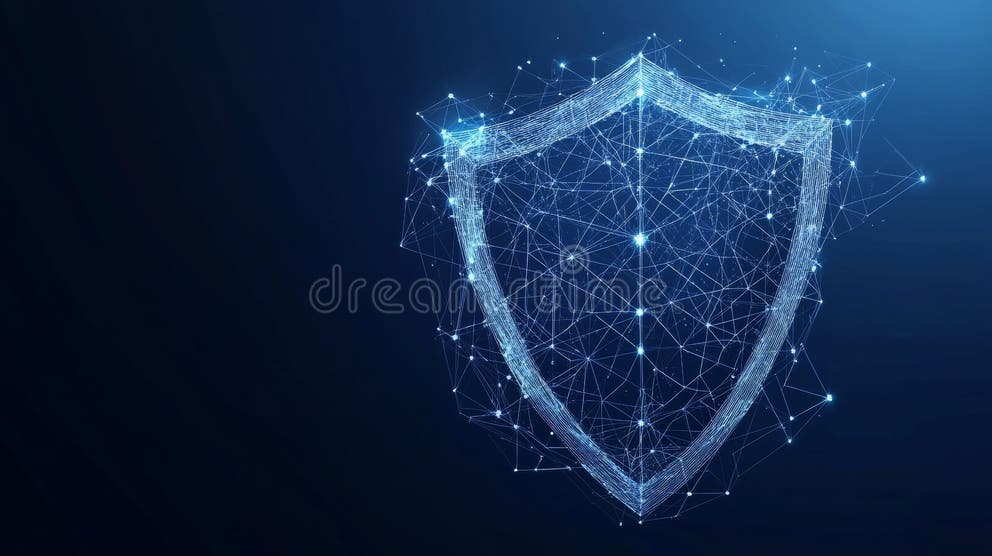 Digital Security Shield, Abstract Icon of Protection Composed of Lines ...