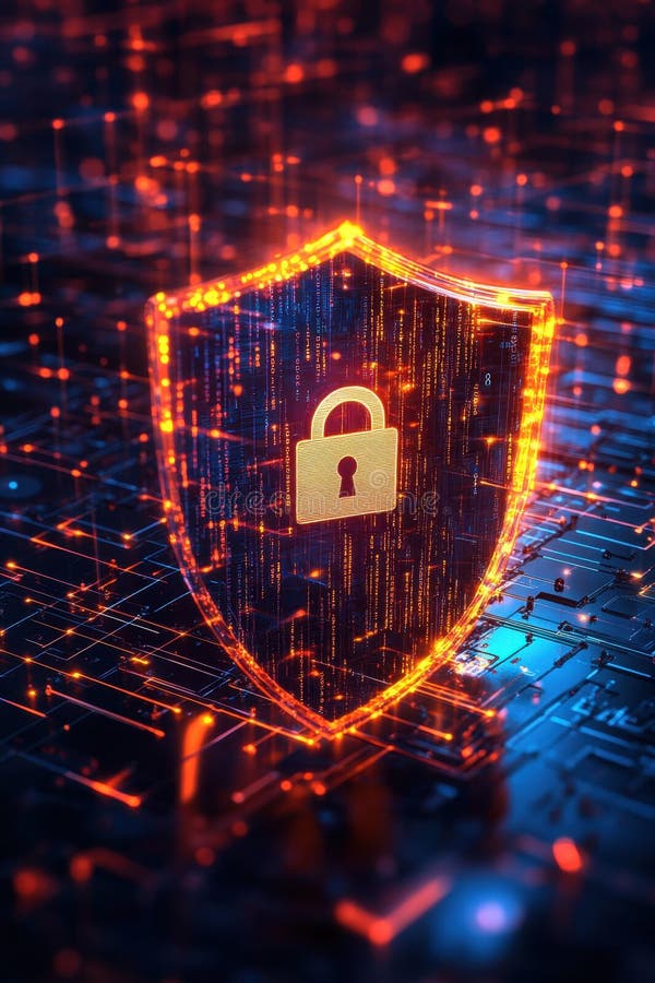 Digital Security Shield, a Bright, Modern Shield with a Padlock ...