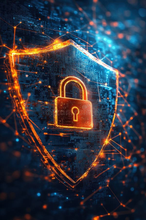 Digital Security Shield, a Bright, Modern Shield with a Padlock ...