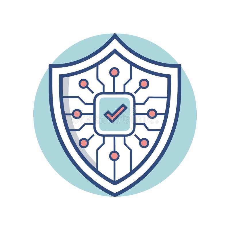 Digital Security Shield with Checkmark, Cybersecurity Protection Icon ...