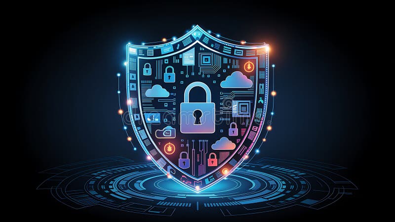 Digital Security Shield with Futuristic Cybersecurity Interface Design ...