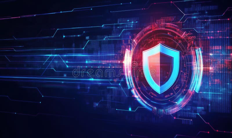 Digital Security Shield with Glowing Lines and Futuristic Technology ...