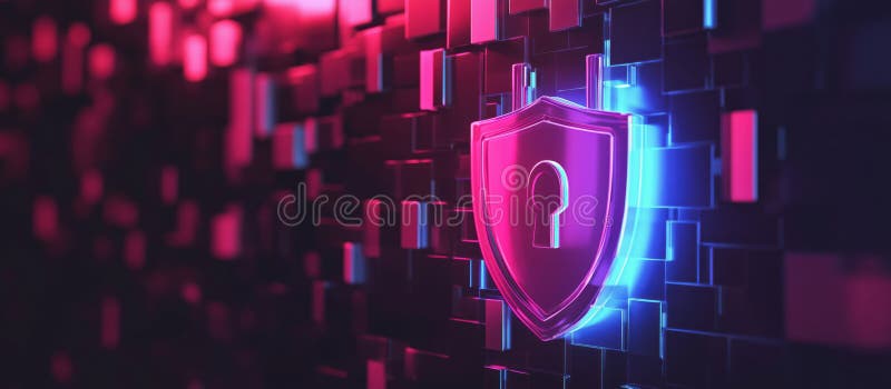 Digital Security Shield with Glowing Lock Symbol on Abstract Background ...