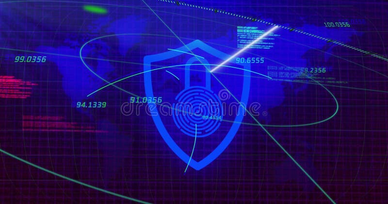 Digital Security Shield with Lock Icon Over World Map and Data Image ...