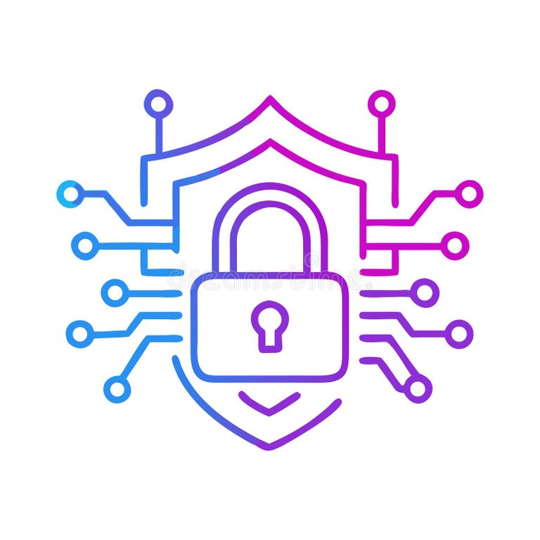 Digital Security Shield and Lock Protecting Data Network and Information Assets Stock ...