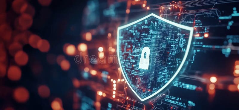 Digital Security Shield with Padlock Symbol Representing Cybersecurity ...