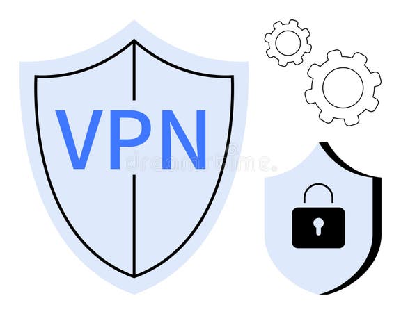 Digital Security Shield with VPN Text, Lock Symbol, and Configuration ...