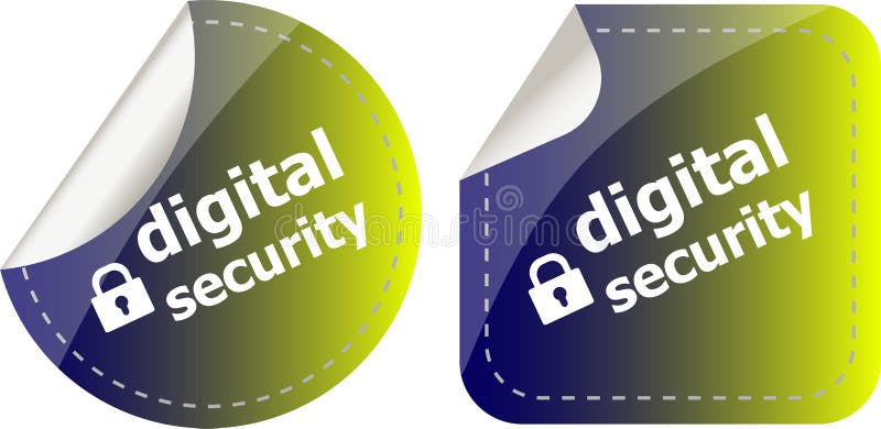 Security. Digital Security Stickers Label Tag Set Stock Illustration ...