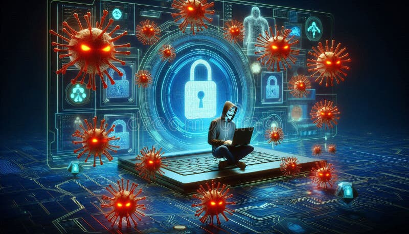 Digital Security Threats and Cyberattack Concepts Stock Illustration ...