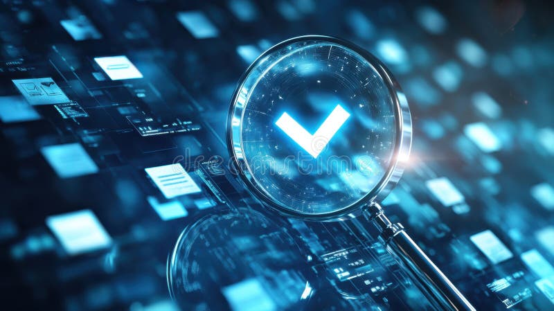 Digital Security and Verification Concept with Magnifying Glass ...